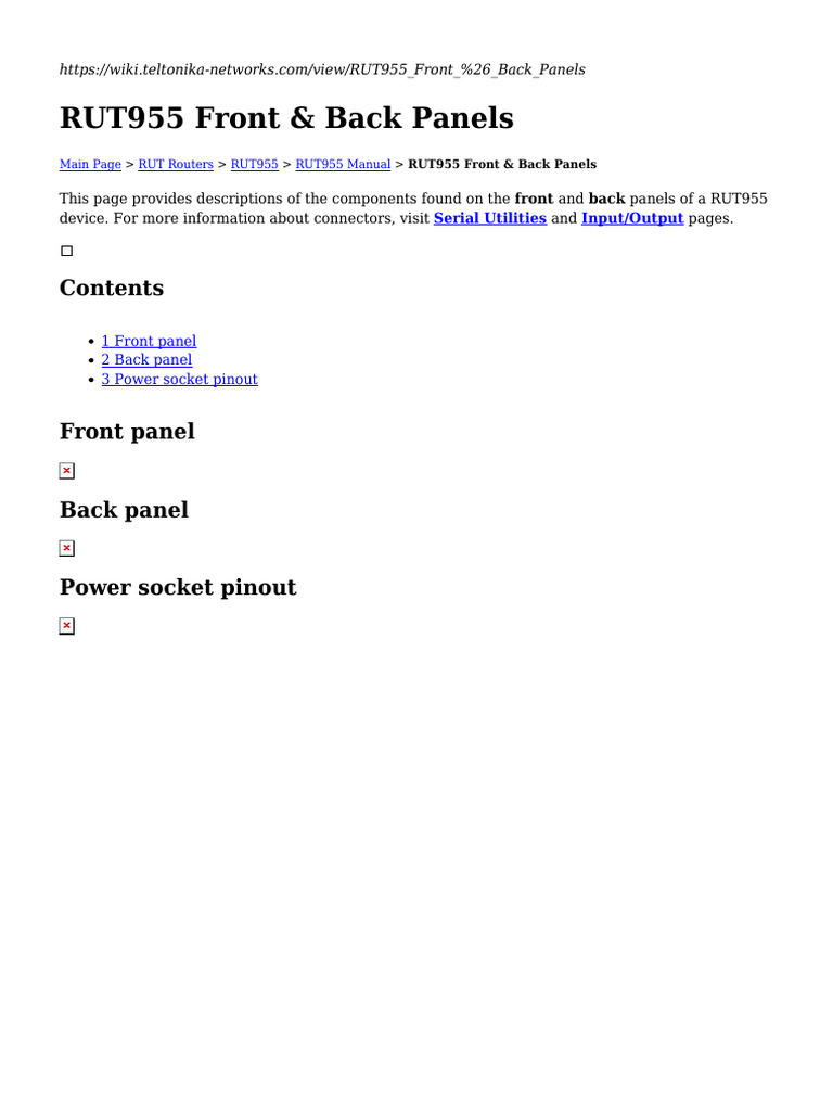 RUT955 Front & Back Panels | PDF