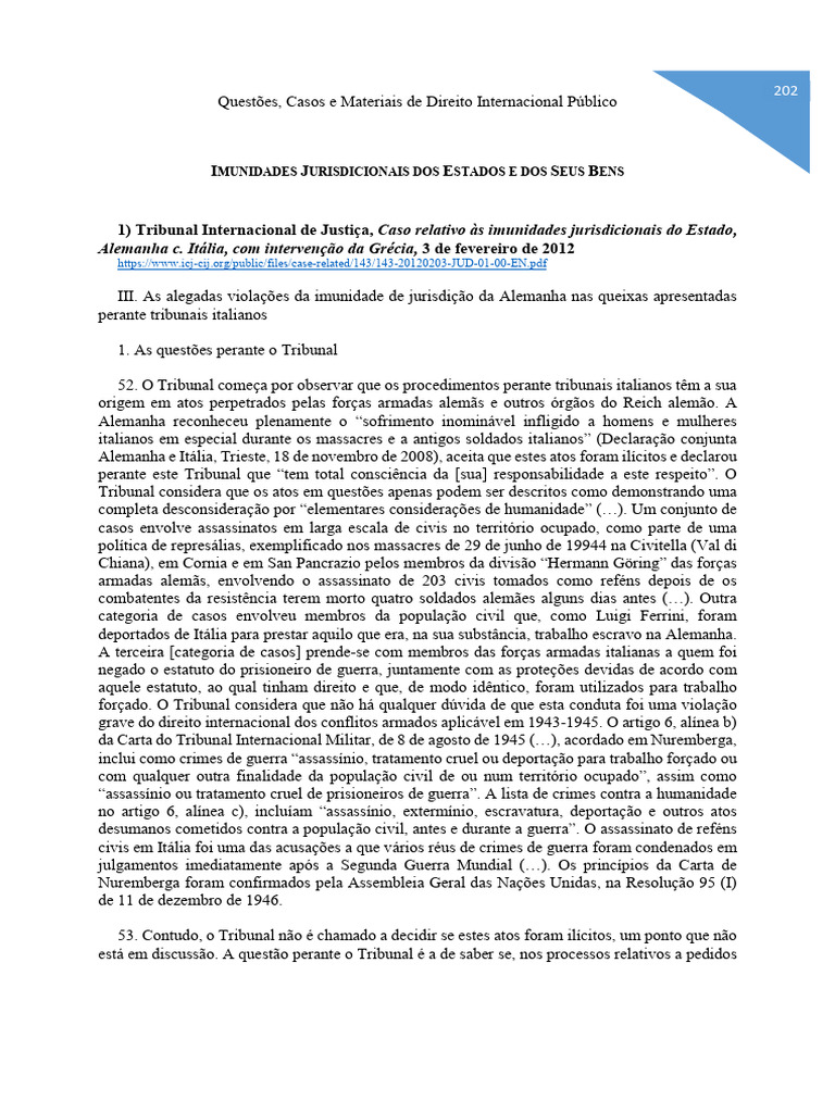 Imunidades Jurisdicionais no Direito Internacional | PDF | Diplomacia ...