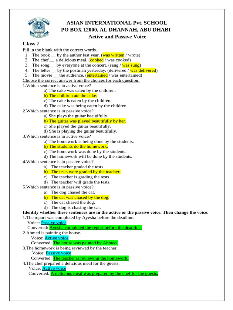 7.active passive voice | PDF