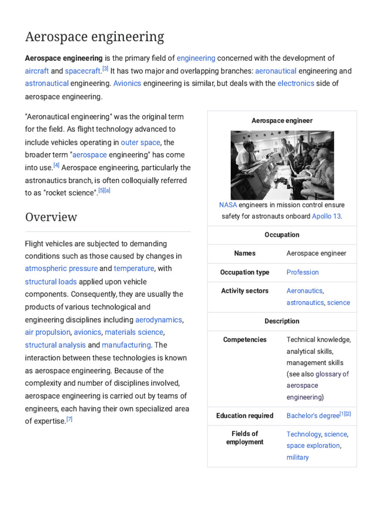 Aerospace Engineering - Wikipedia | PDF | Aerospace Engineering | Flight