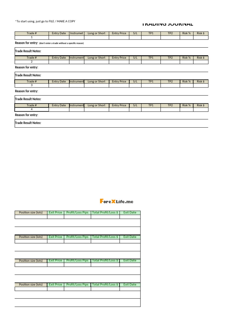 Forex Trading Journal Template PDF | PDF