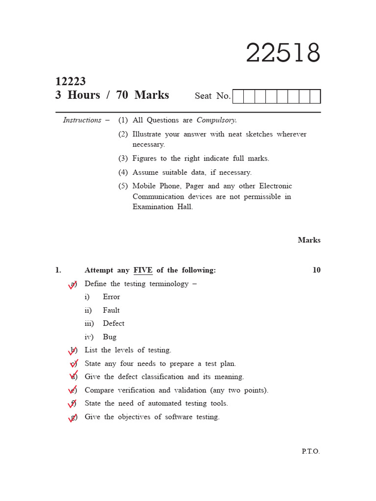 (22518) Software Testing Winter-2022 Question Paper | PDF | Software ...