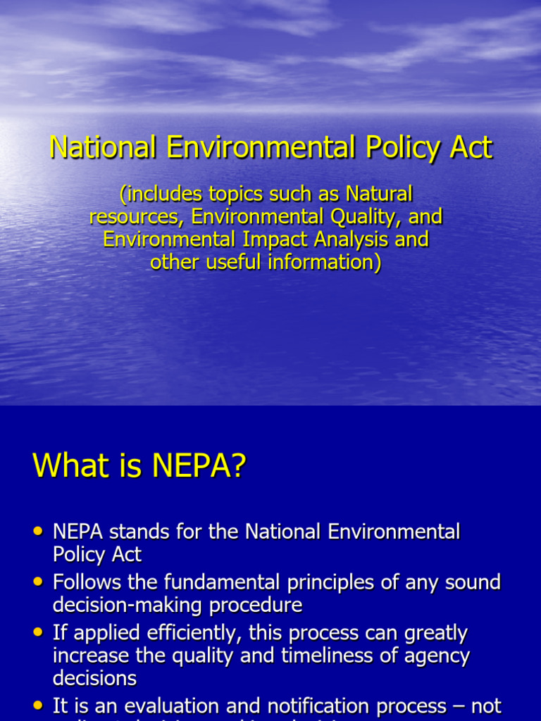 01a - Millie-HB NEPA & Laws Presentation 2024 | PDF | National ...