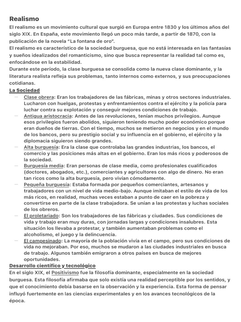 Realismo y Naturalismo en España | PDF | Realismo literario | Novelas