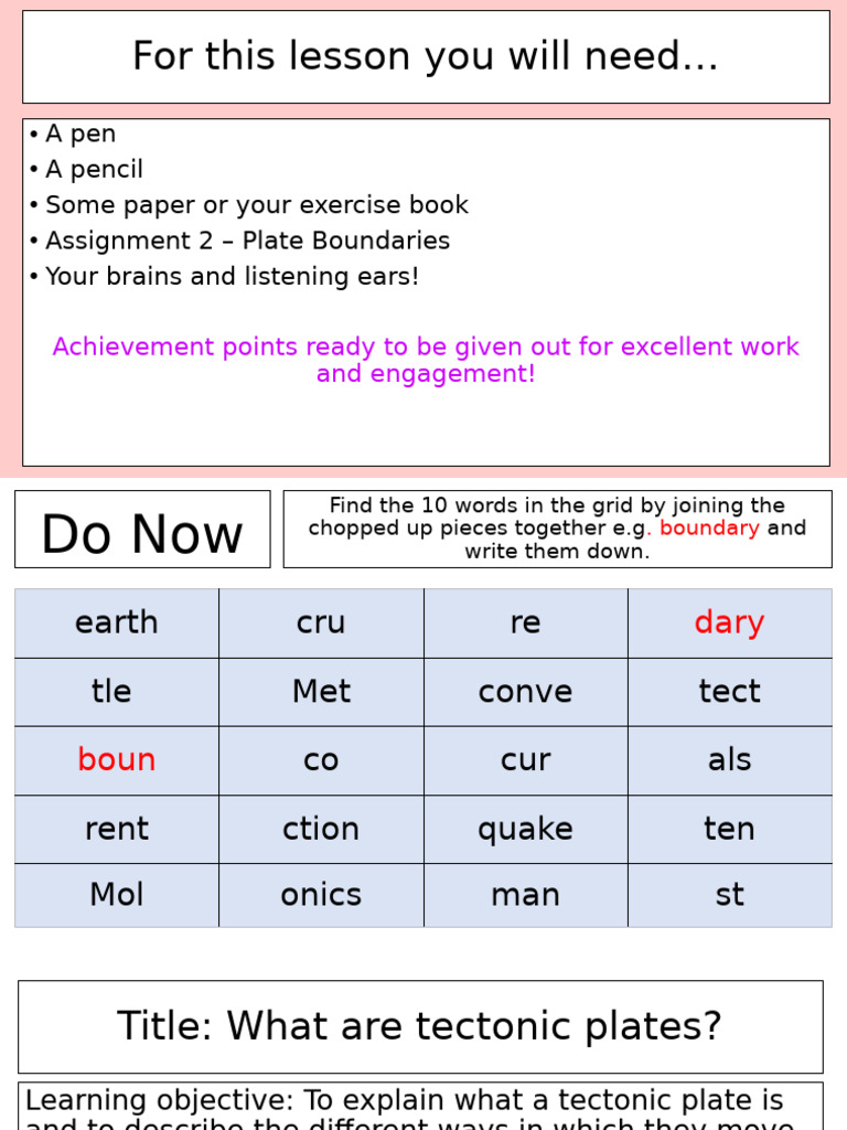 Lesson 2 Plate Boundaries | PDF | Plate Tectonics | Crust (Geology)