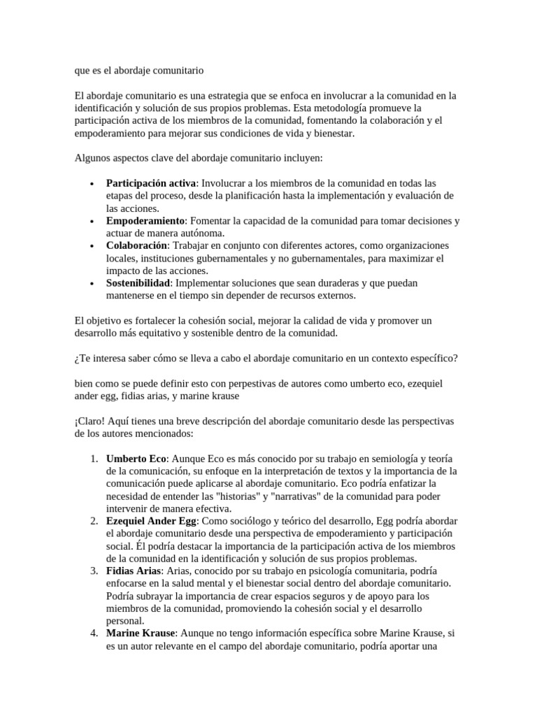 Abordaje Comunitario: Estrategias y Claves | PDF | Comunidad ...