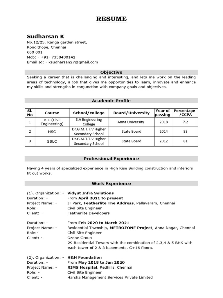 Resume: Sudharsan K | PDF