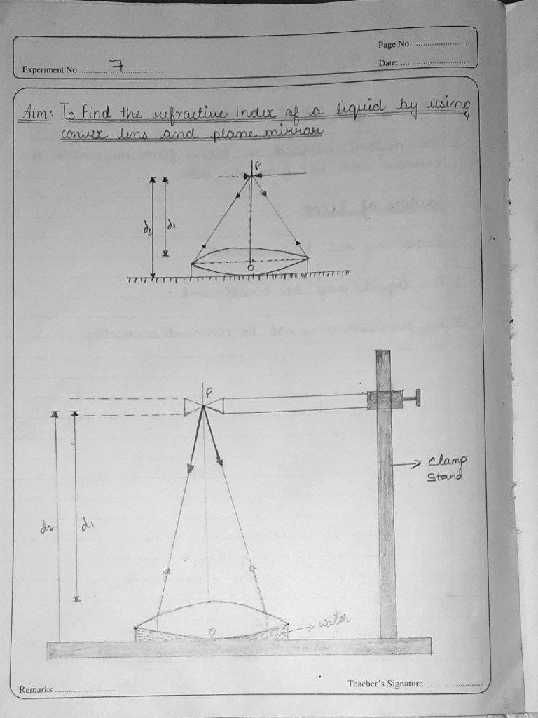 Experiment-7 - Finding Refractive Index of Liquid Using Convex Lens and ...