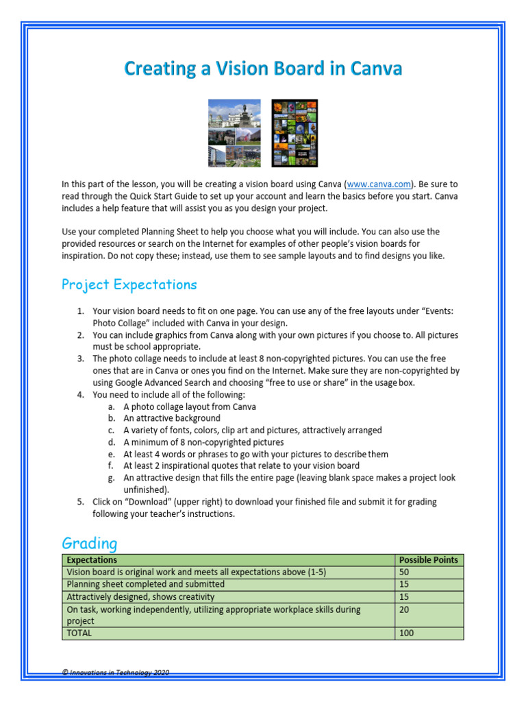 Tyrin Bradford - Attachment: PDF: Vision Board Canva Instructions | PDF ...