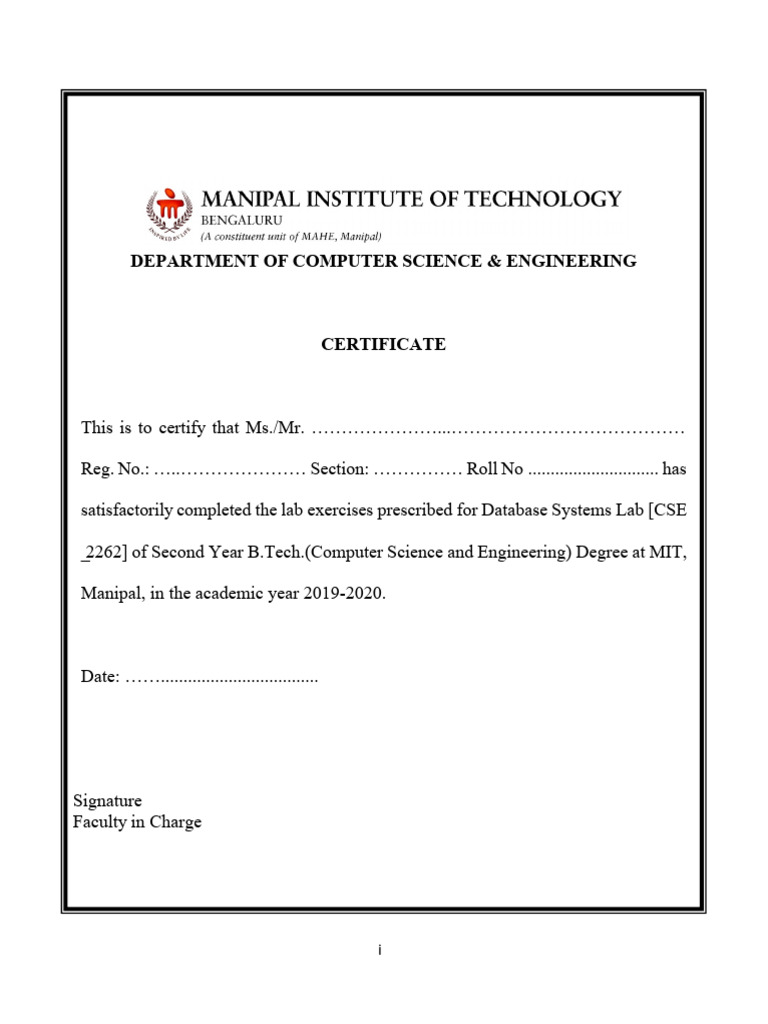 Database Systems Lab Manual CSE 2262 | PDF | Pl/Sql | Relational Database