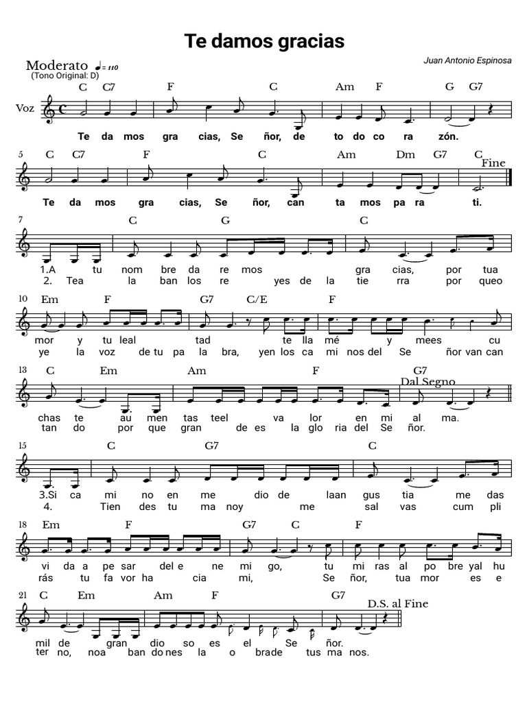 Letra de "Te Damos Gracias" | PDF