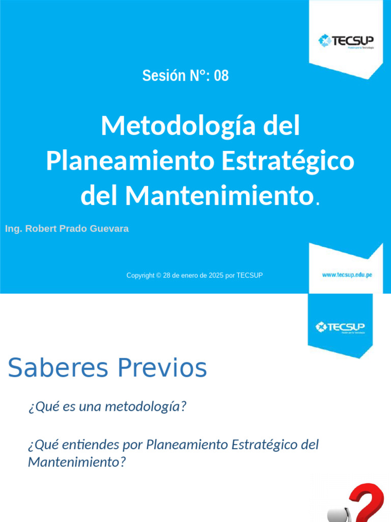 Sesión 8 - Planeamiento Estratégico Del Mantenimiento | PDF | Ingeniería de confiabilidad ...
