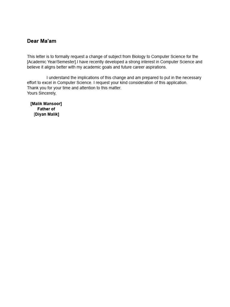 Application For Subject Change | PDF