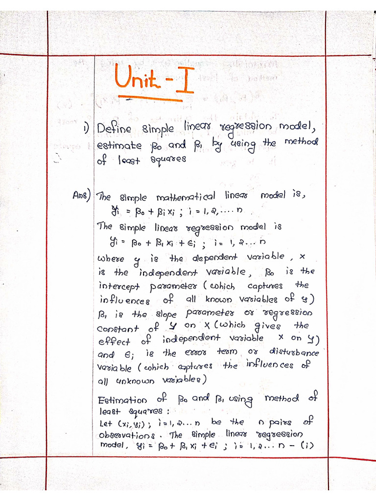 Regression Unit 1 and 2 | PDF