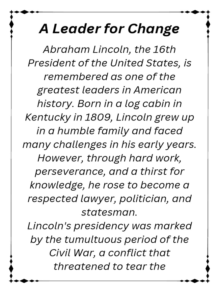 A Leader For Change | PDF | Abraham Lincoln | American Civil War