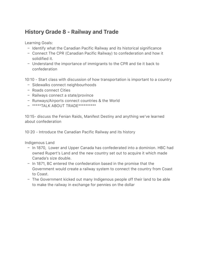 Canadian Pacific Railway: Impact on Confederation | PDF