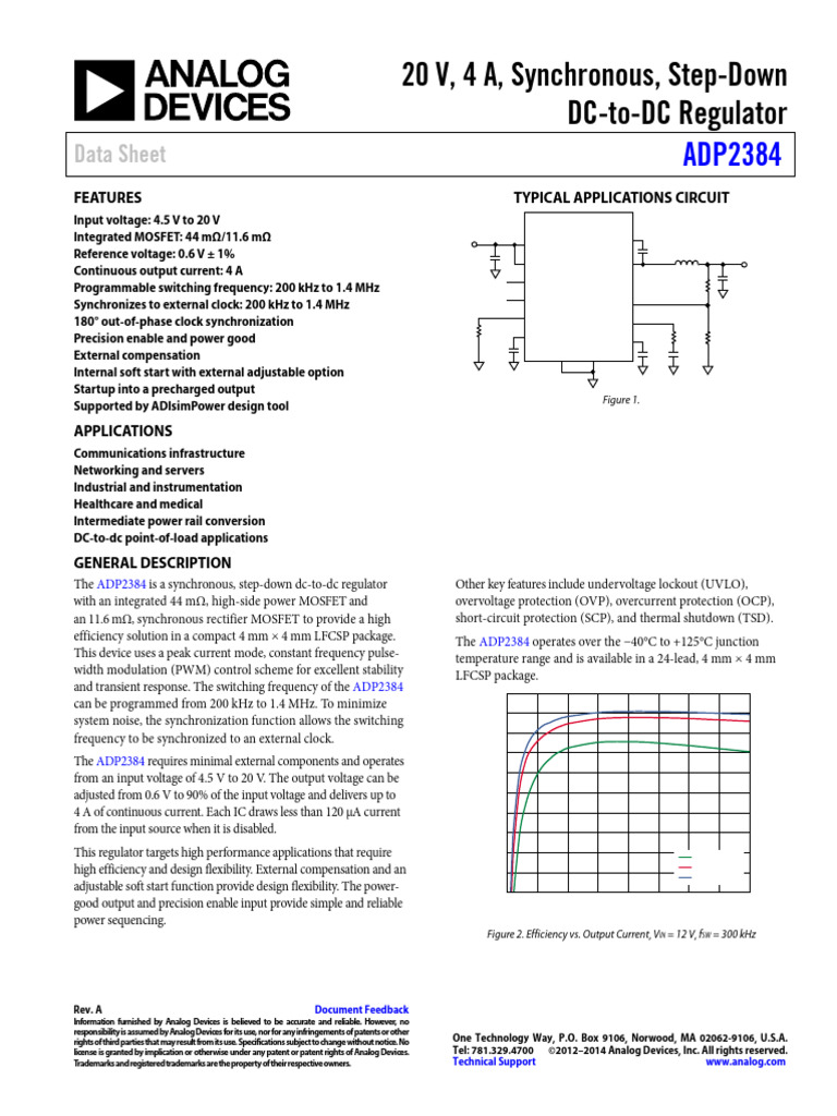 20 V, 4 A, Synchronous, Step-Down DC-to-DC Regulator: Data Sheet | PDF | Capacitor | Electronic ...