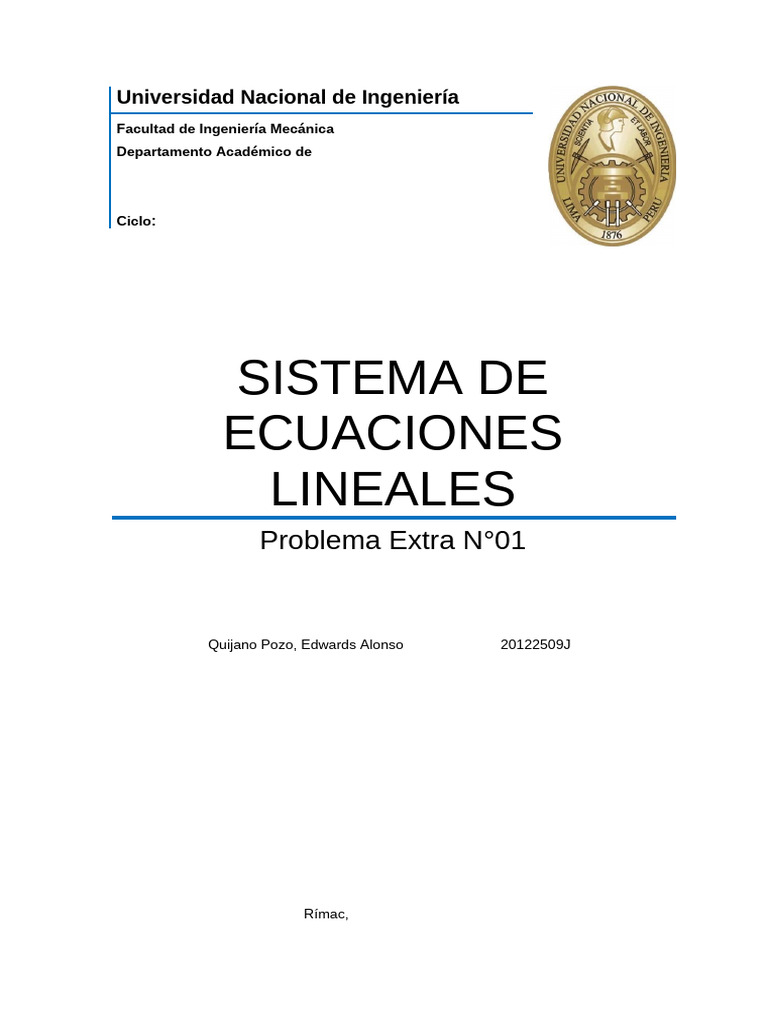 Problema Extra N°01 | PDF | Ecuaciones | Análisis matemático