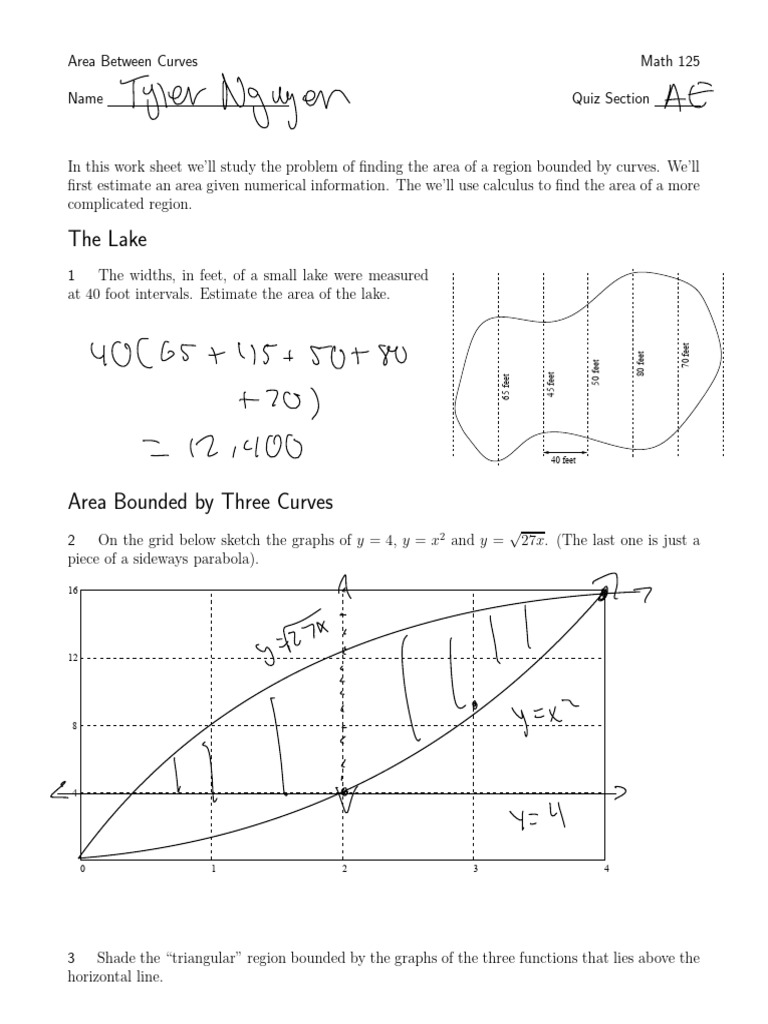 Calculating Area Between Curves | PDF | Area | Curve
