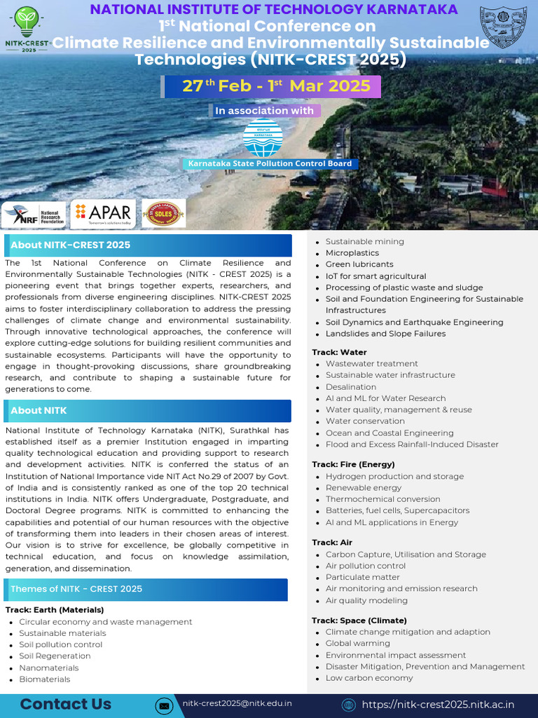 Nitk-Crest - 2025 Brochure | PDF | Sustainability | Climate Change ...