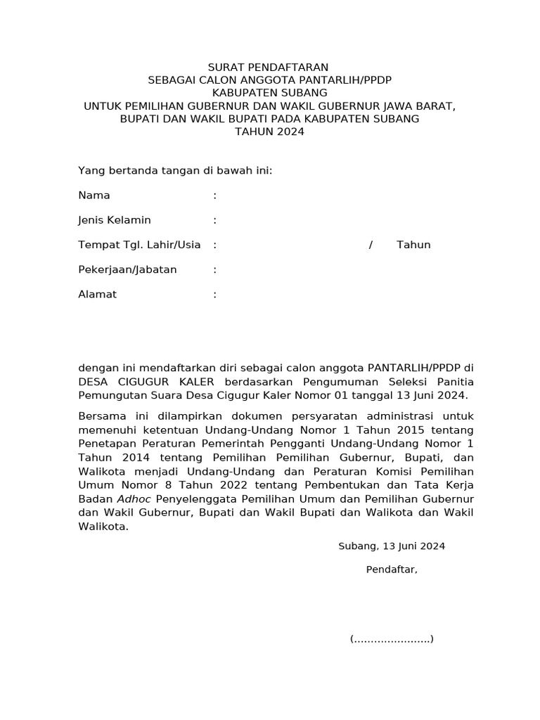 Surat Pendaftaran PPDP | PDF
