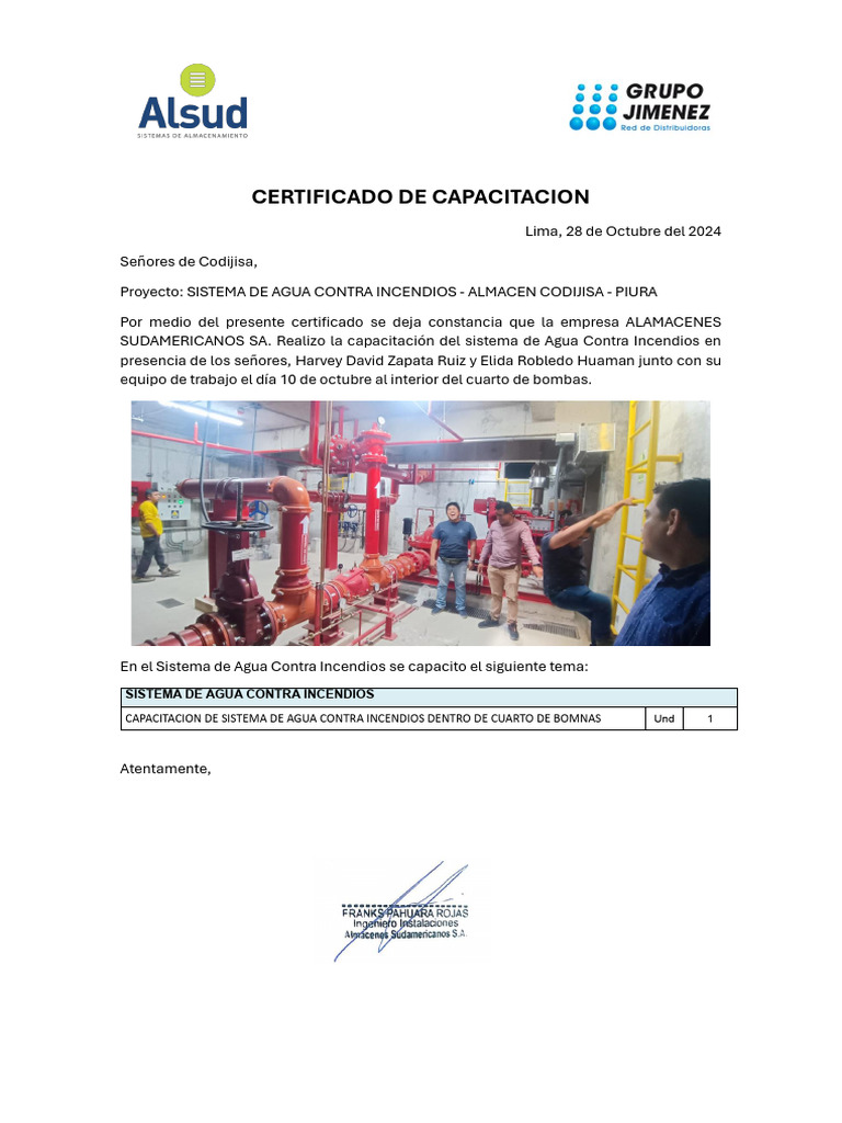 Certificado de Capacitacion - Aci - Dijisa | PDF