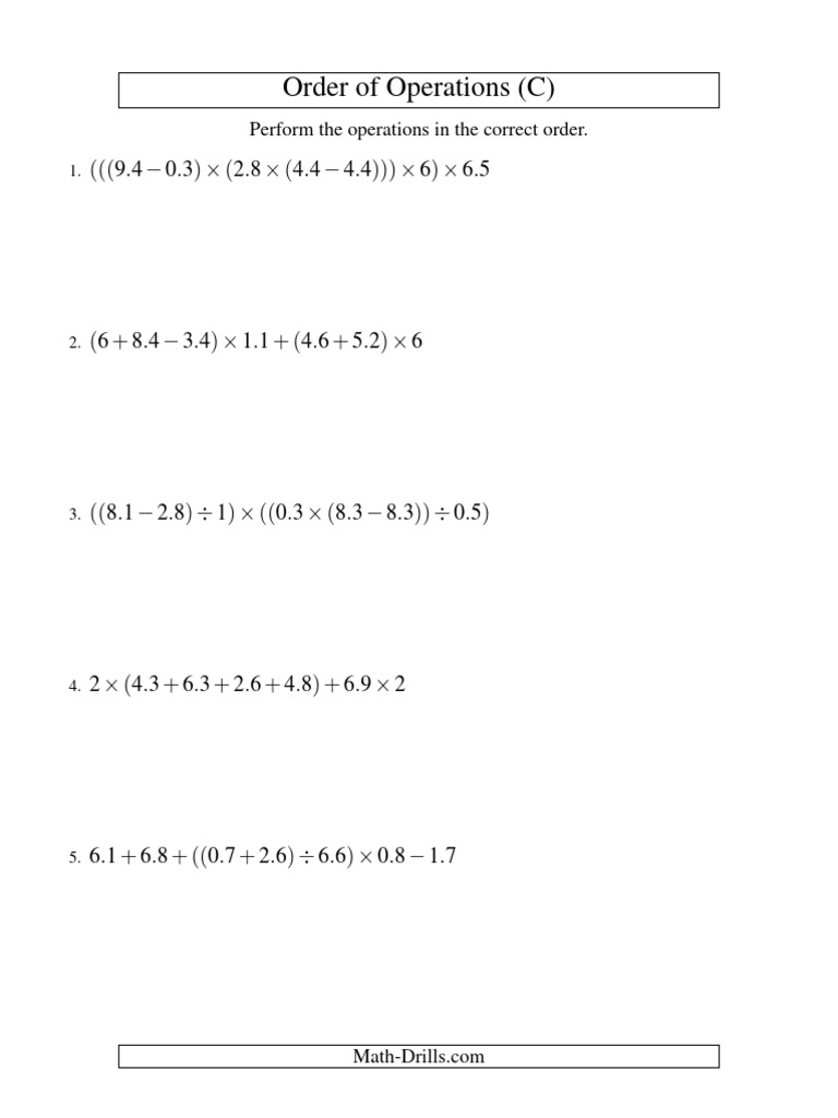 Ooo Decimals Pemdas Sixsteps Positive 003 | PDF