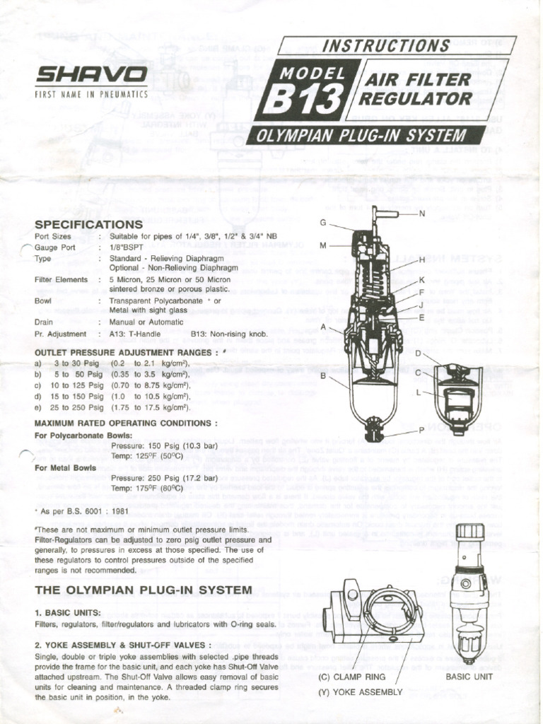Shavo Air Filter Regulator Guide | PDF | Valve | Pipe (Fluid Conveyance)