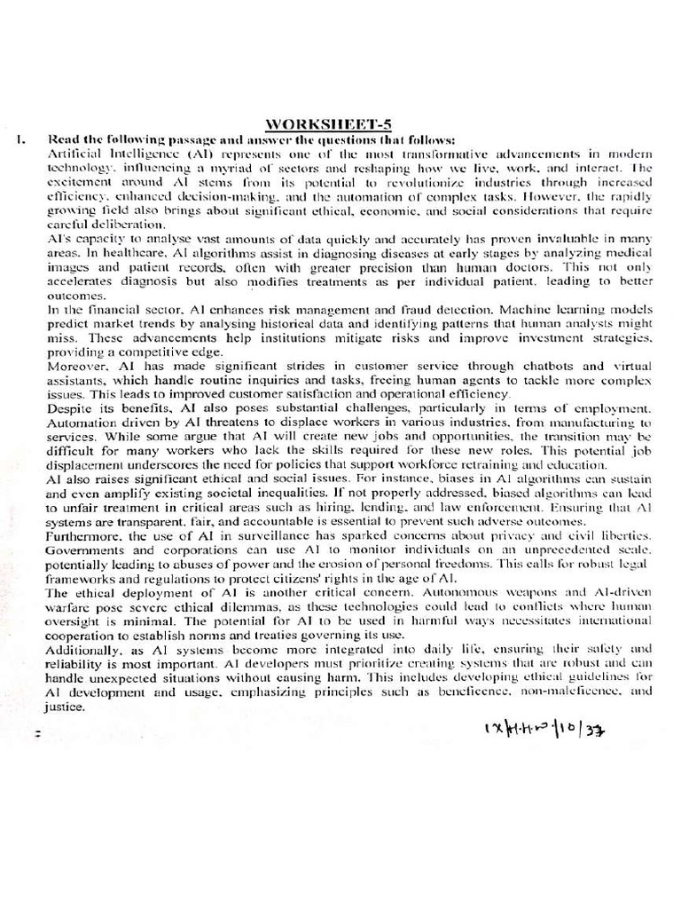 English Worksheet - 5 | PDF