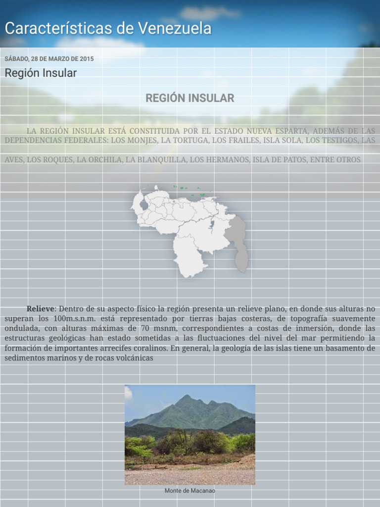 Características de Venezuela - Región Insular | PDF | Isla | Mar