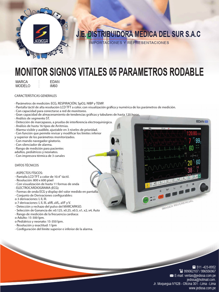 Monitor de Signos Vitales Edan iM60 | PDF | Presión sanguínea | Monitor ...