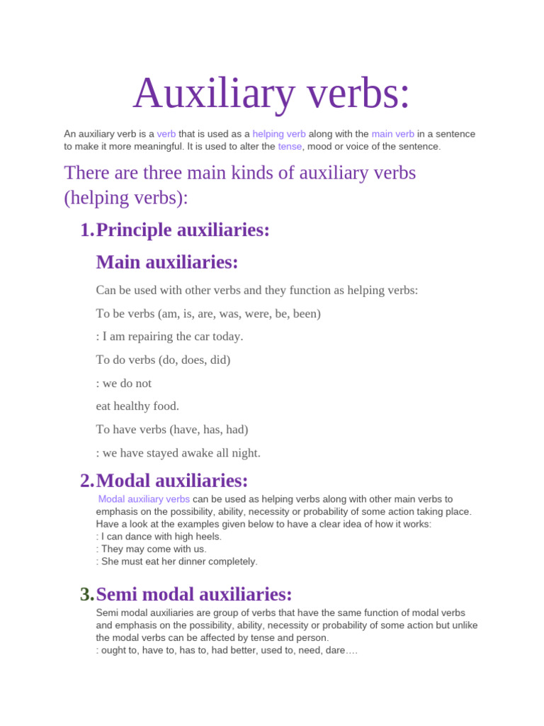 Auxiliary Verbs | PDF | Verb | Grammar