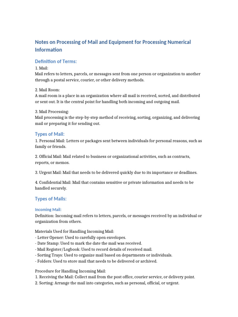 Mail Processing and Calculation Equipment | PDF | Mail | Calculator