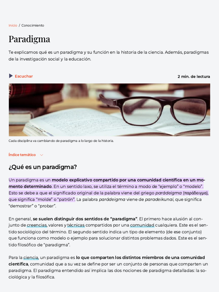 Definición y tipos de paradigmas | PDF | Paradigma | Constructivismo ...
