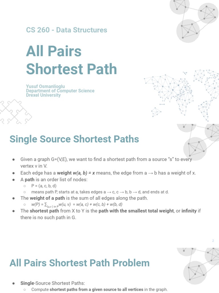 16 allPairsShortestPath | PDF | Discrete Mathematics | Mathematical ...