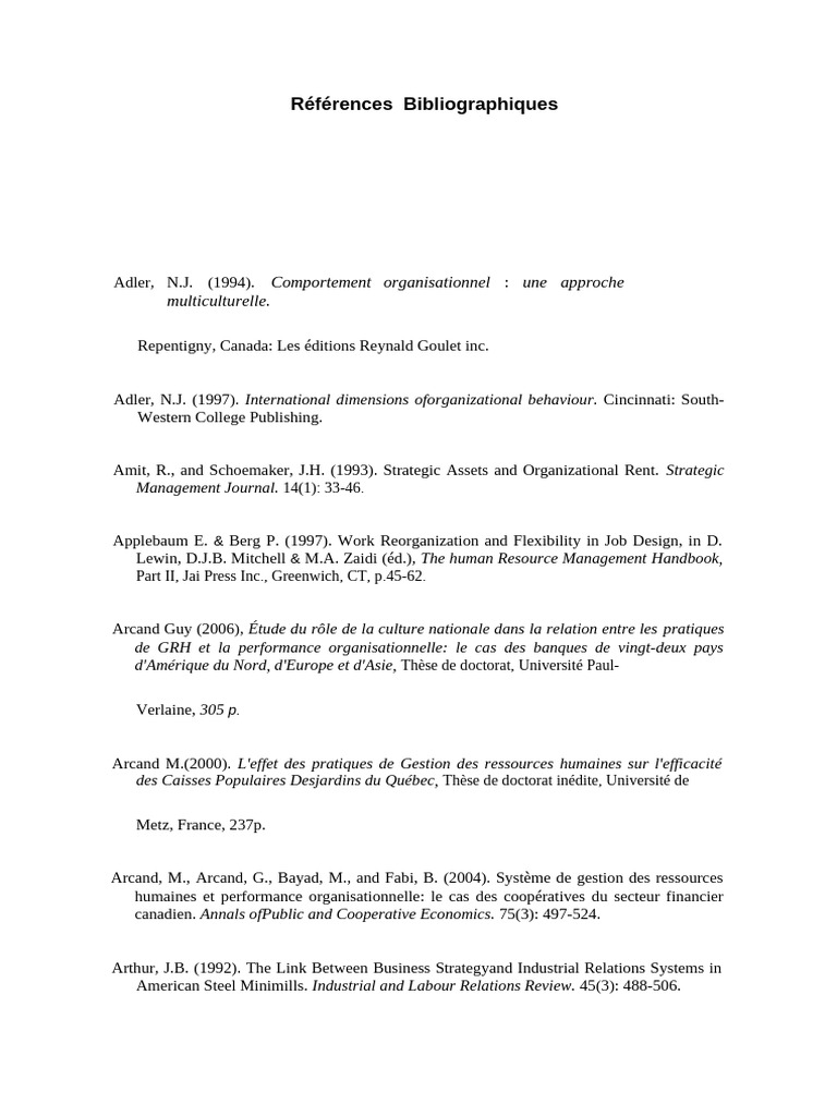 Référence Bibliographique | PDF | Human Resource Management | Applied ...