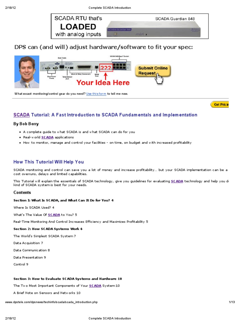 Complete SCADA Introduction | PDF | Scada | Automation