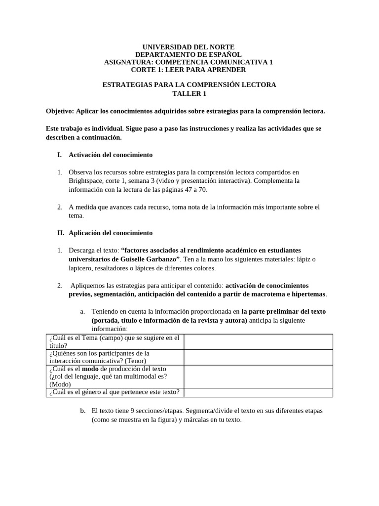 Estrategias para la Comprensión Lectora | PDF | Comprensión lectora ...