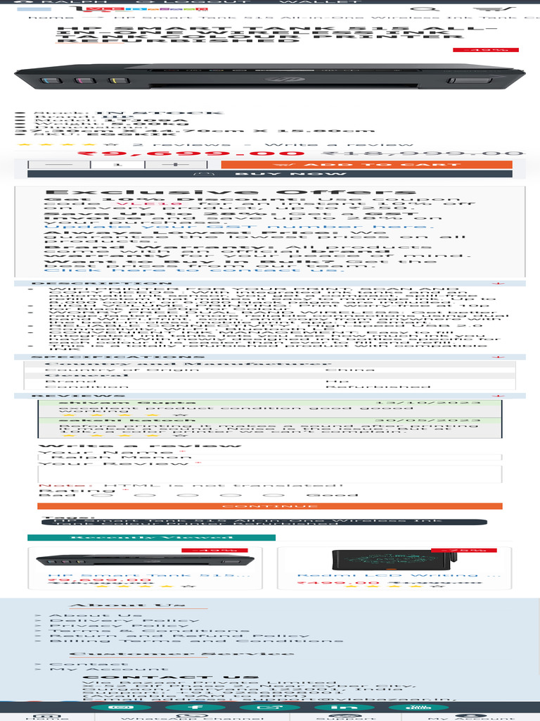 Buy HP Smart Tank 515 All-In-One Wireless Ink Tank Colour Printer | PDF | Printer (Computing ...