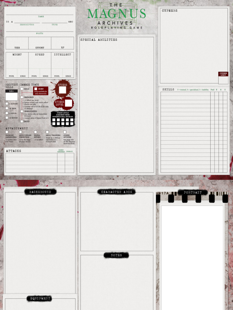 The Magnus Archives Character Sheets-FormFillable-2024-10-23 | PDF