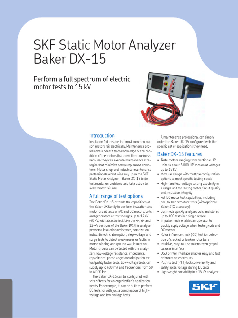 Baker Instrument DX 15 Specifications 9F233 | PDF | Electric Motor ...