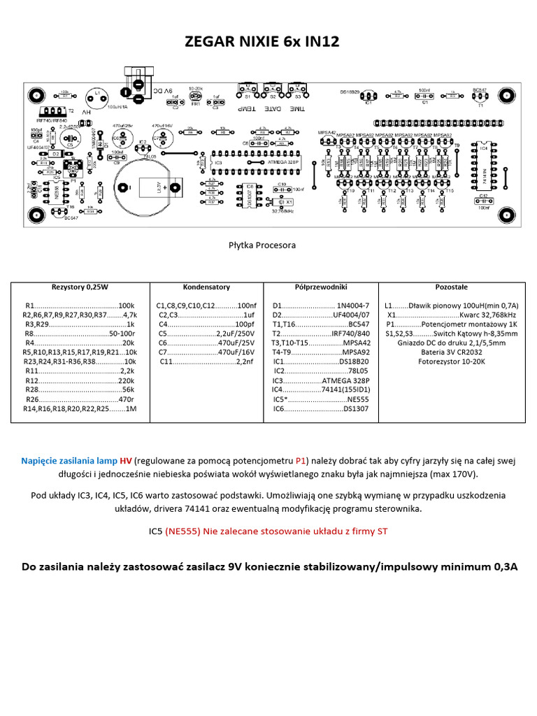 Zegar Nixie 6xIN12 Spis | PDF