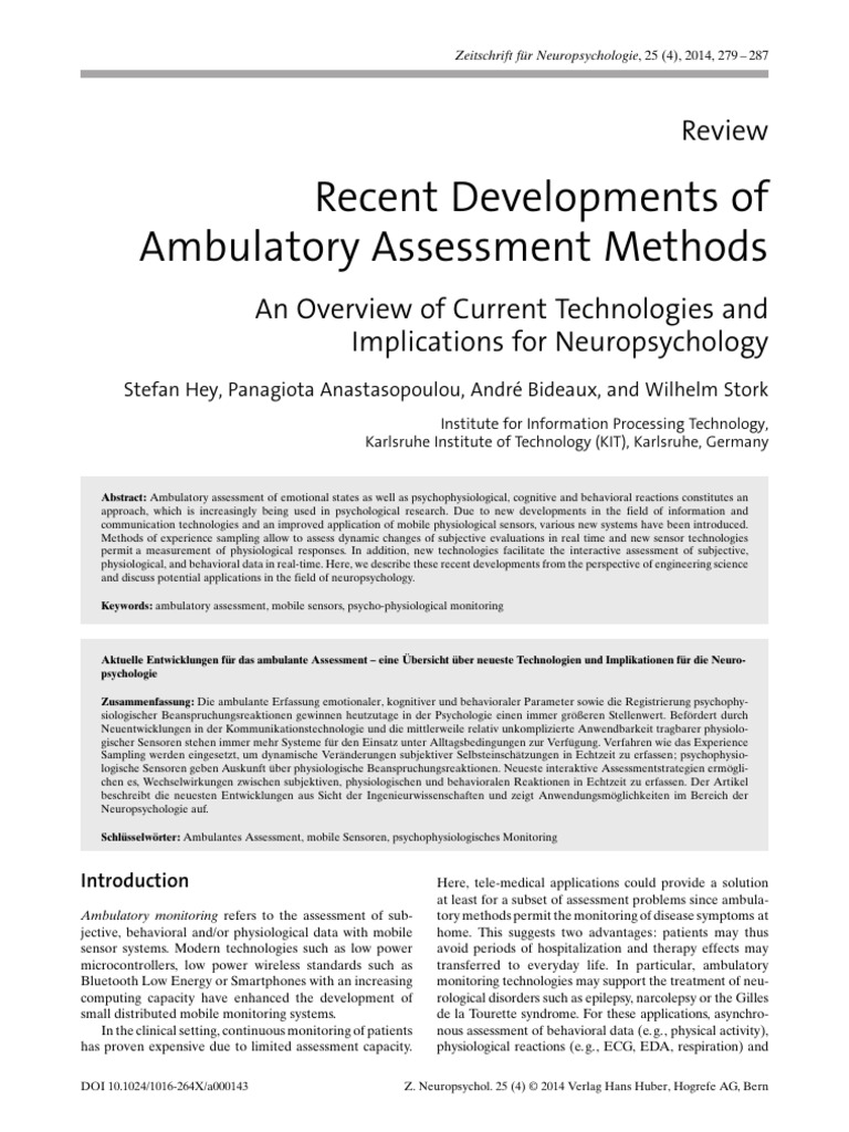 Recent Developments of Ambulatory Assessment | PDF | Monitoring ...