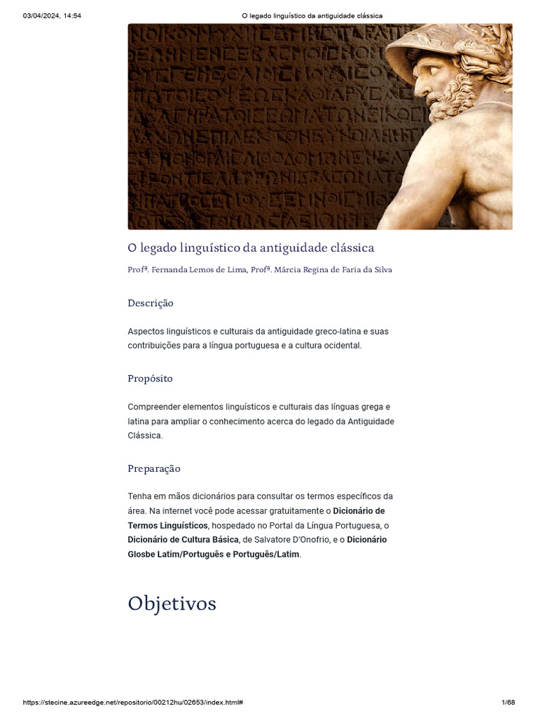 Legado Linguístico da Antiguidade Clássica | PDF | Grego (idioma ...