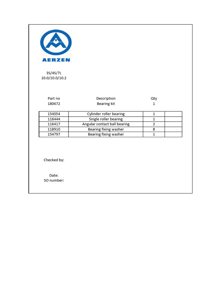 GM3S - 4S - 7L GMa10.0 - 10.1 - 10.2 Bearing Kit | PDF