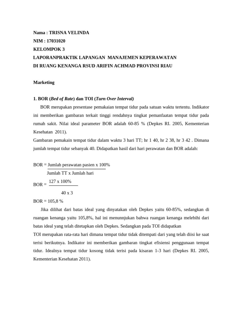 Laporan Analisa Data Renpra Dan Poa Trisna Velinda | PDF