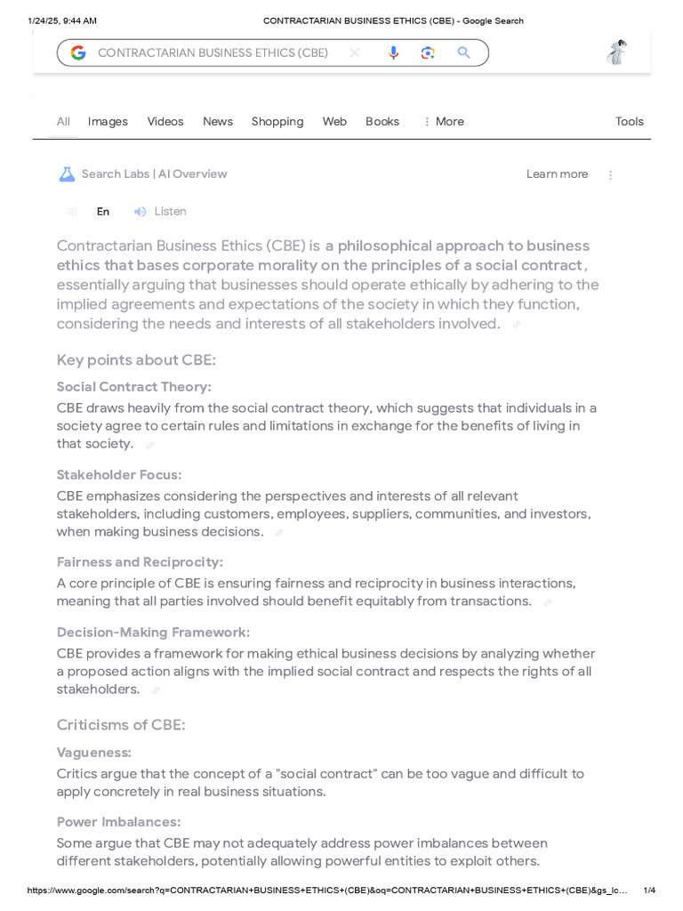 Contractarian Business Ethics Explained | PDF | Social Contract ...