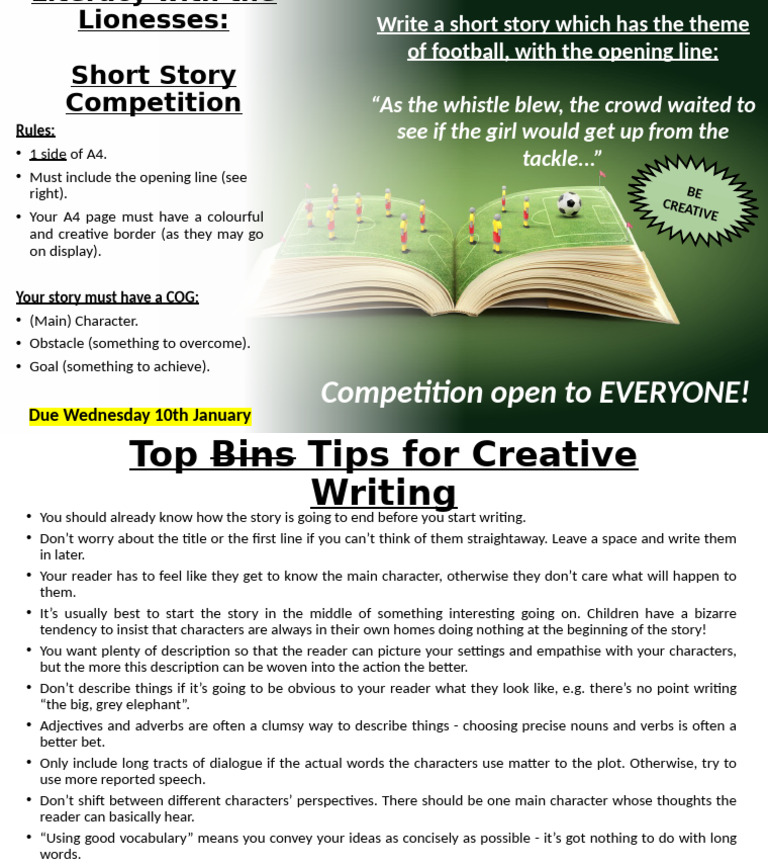Football Creative Short Story Competition | PDF | Linguistic Typology ...