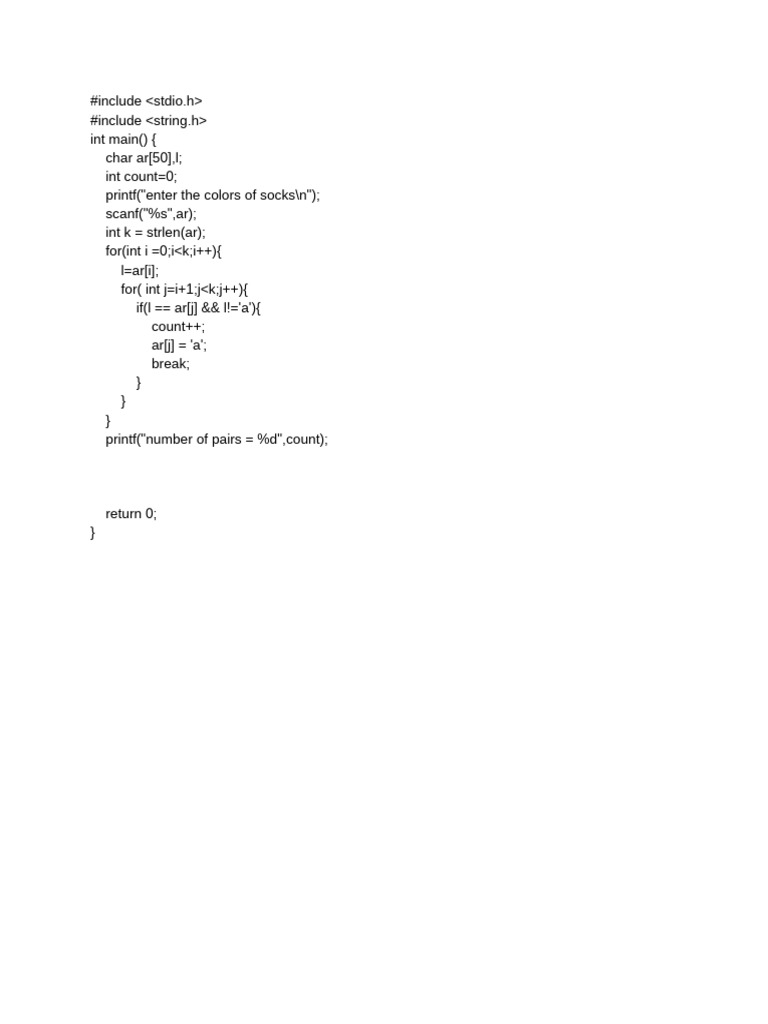 Sock Pairing Program | PDF