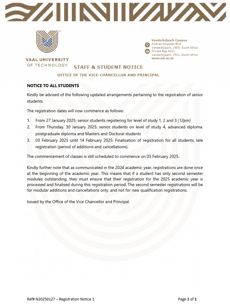 Ref# N20250127 - Registration Notice 1 | PDF